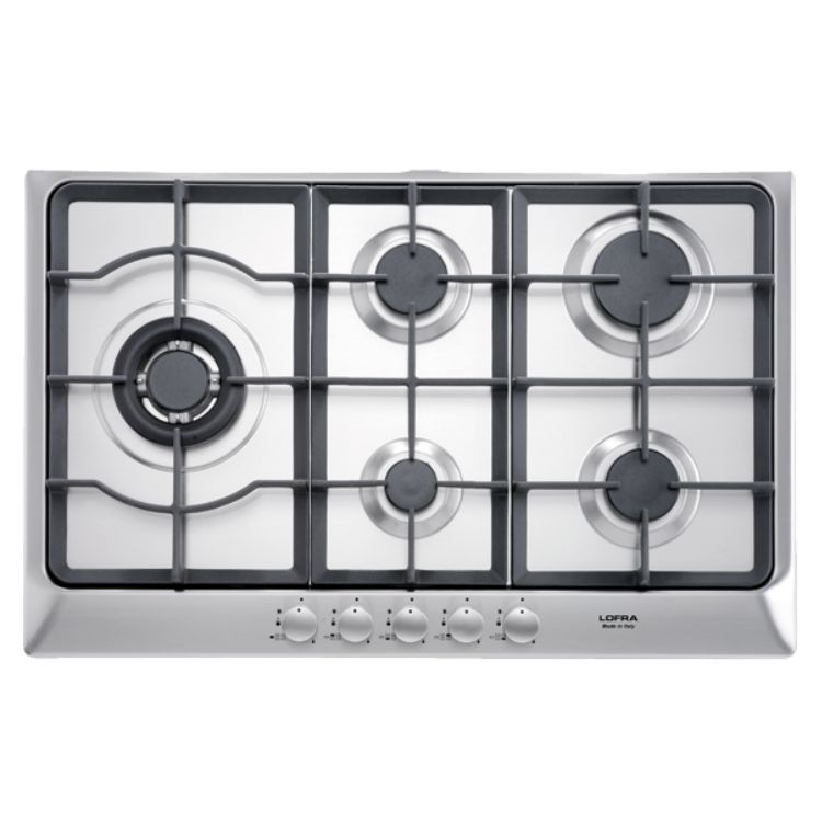 Lofra Gas Hob 75cm 5 Gas Knob Ignition, Gas-Stop S.S - Hometag
